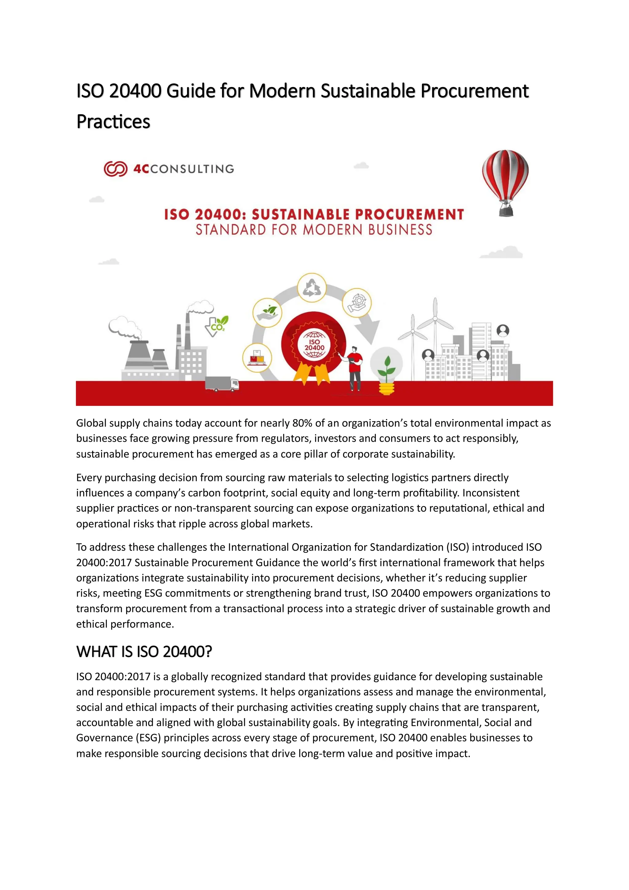 ISO 20400 Guide for Modern Sustainable Procurement Practices | PDF