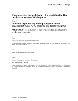 ISO 21872-1:2017/Amd 1:2023 Microbiology of the food chain — Horizontal method for the ...