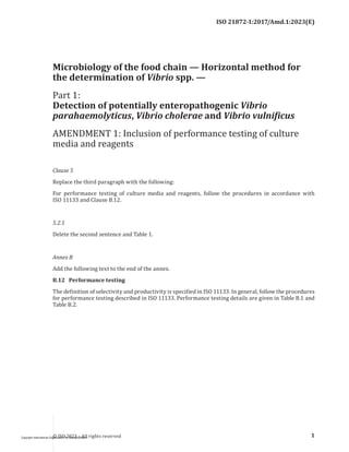 SO 21872-1:2017/Amd 1:2023 Microbiology of the food chain — Horizontal method for the ...