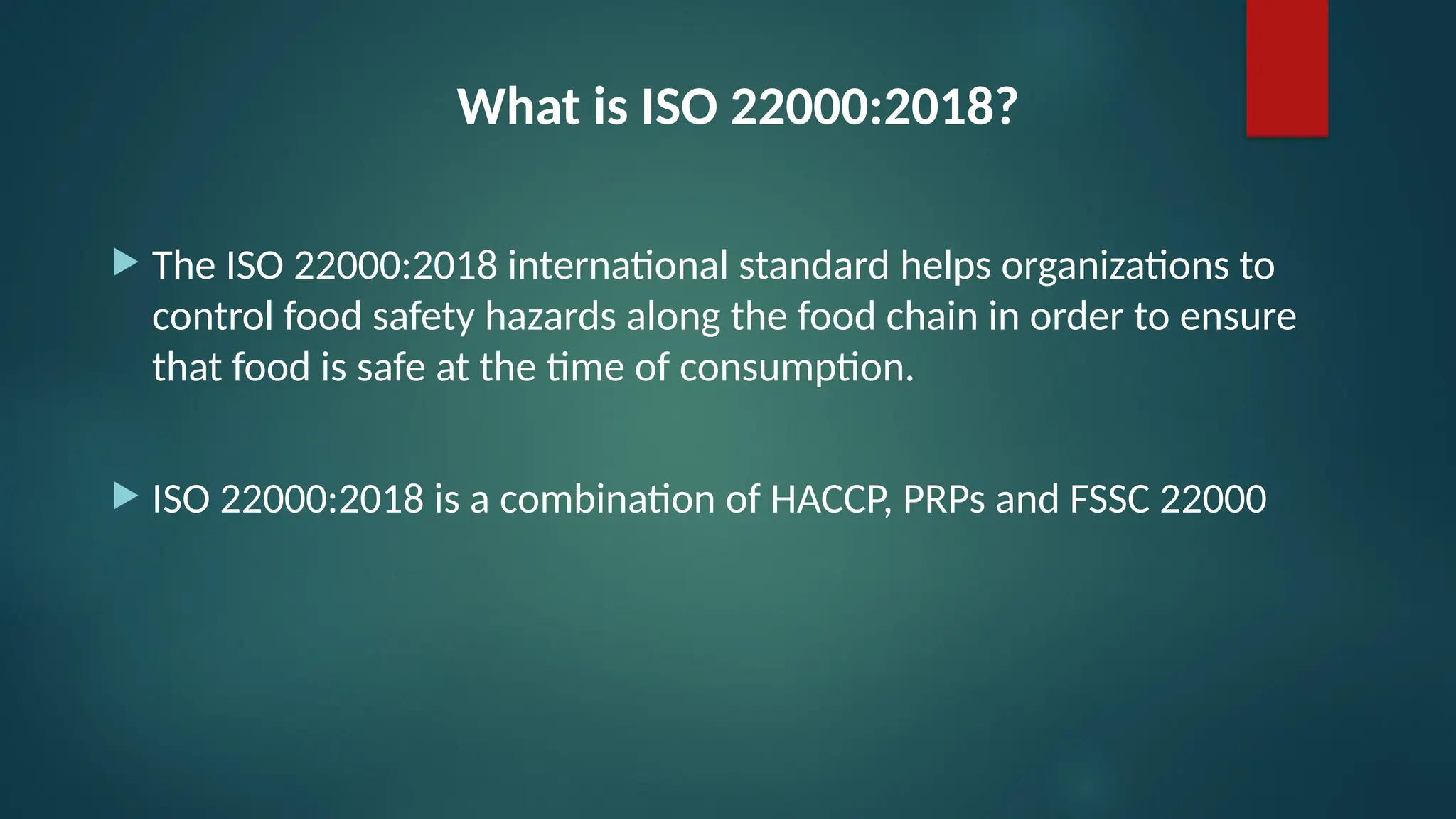 ISO 22000 2018(Food safety Management System) Awareness. | PPTX