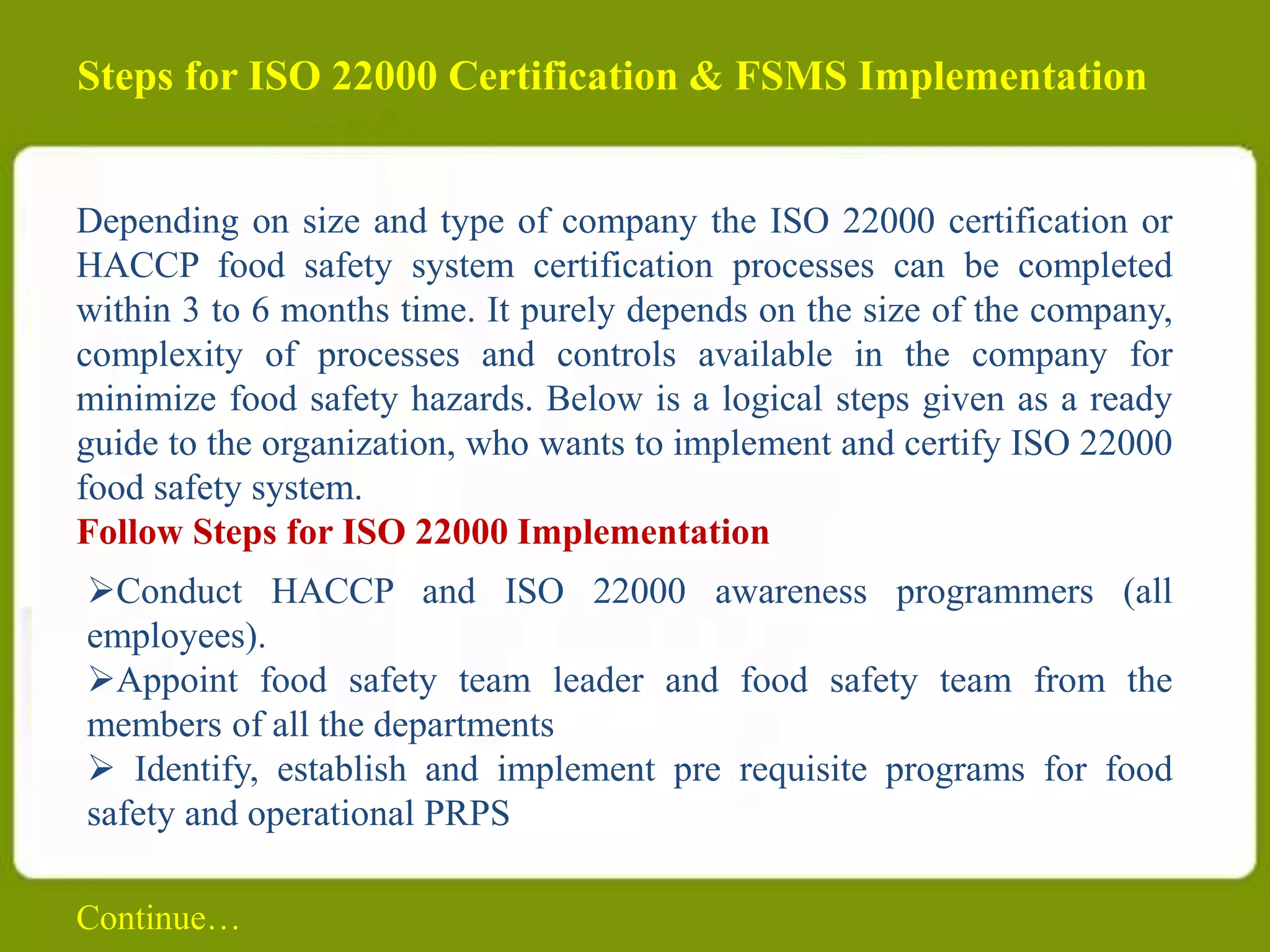 ISO 22000 Food Safety Management System | PPTX