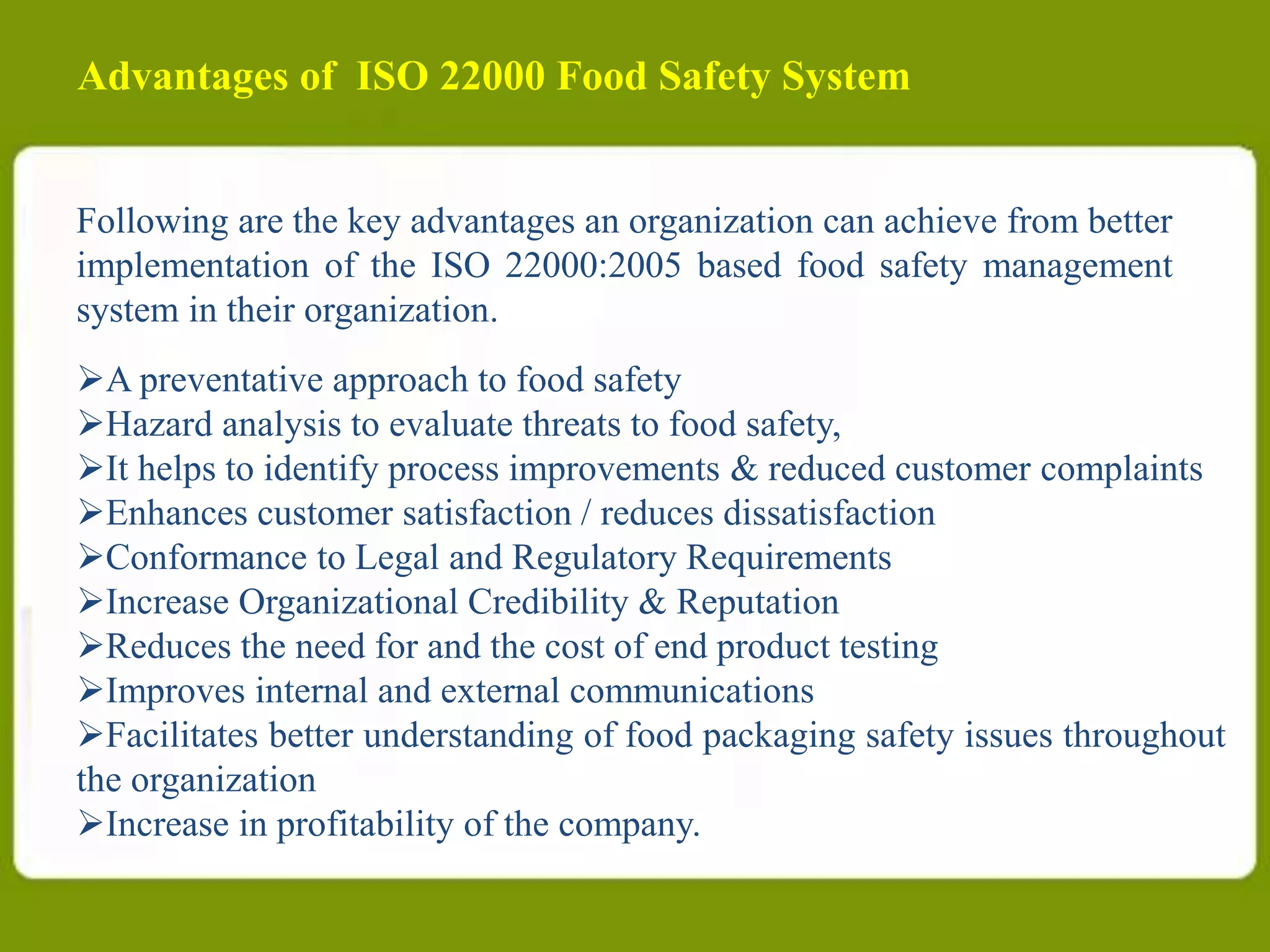 ISO 22000 Food Safety Management System | PPTX