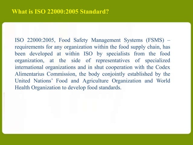 ISO 22000 Food Safety Management System | PPTX | Food Industry | Industries