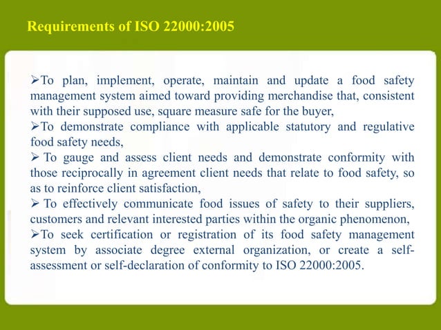 ISO 22000 Food Safety Management System | PPTX | Food Industry | Industries