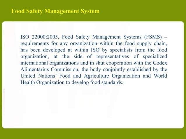 ISO 22000 Food Safety Management System | PPTX | Food Industry | Industries