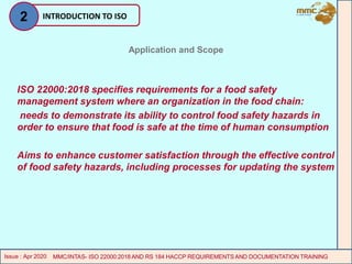 ISO 22000:2018 specifies requirements for a food safety management ...