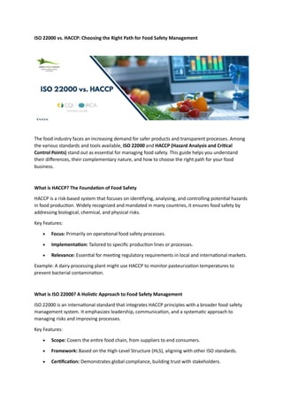 ISO 22000 vs. HACCP: Choosing the Right Path for Food Safety Management ...