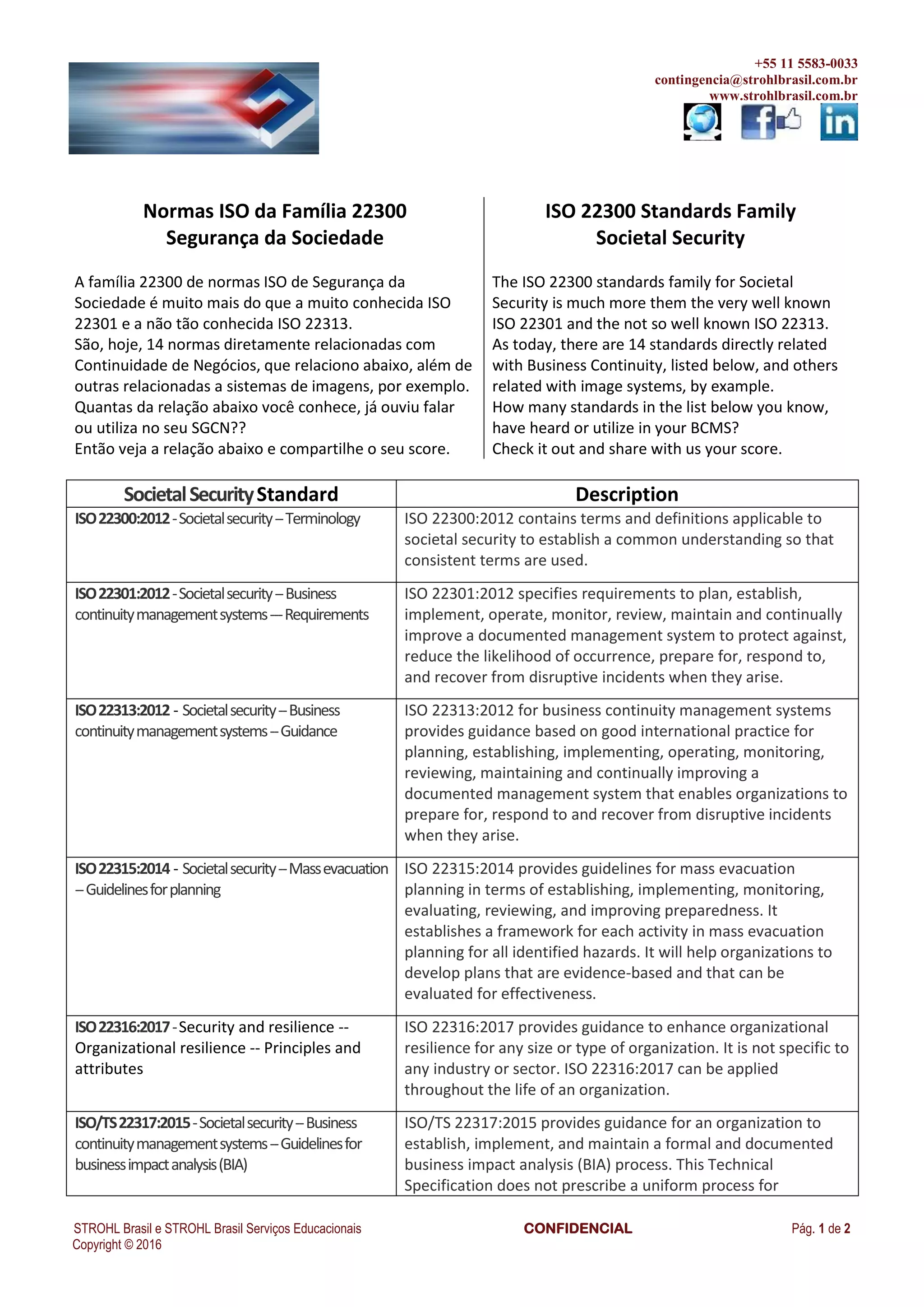 Business Continuity Standards is more then ISO 22301/22313 | PDF