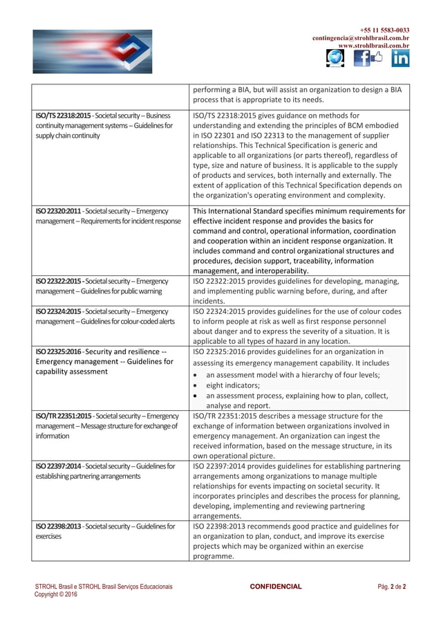 Business Continuity Standards is more then ISO 22301/22313 | PDF