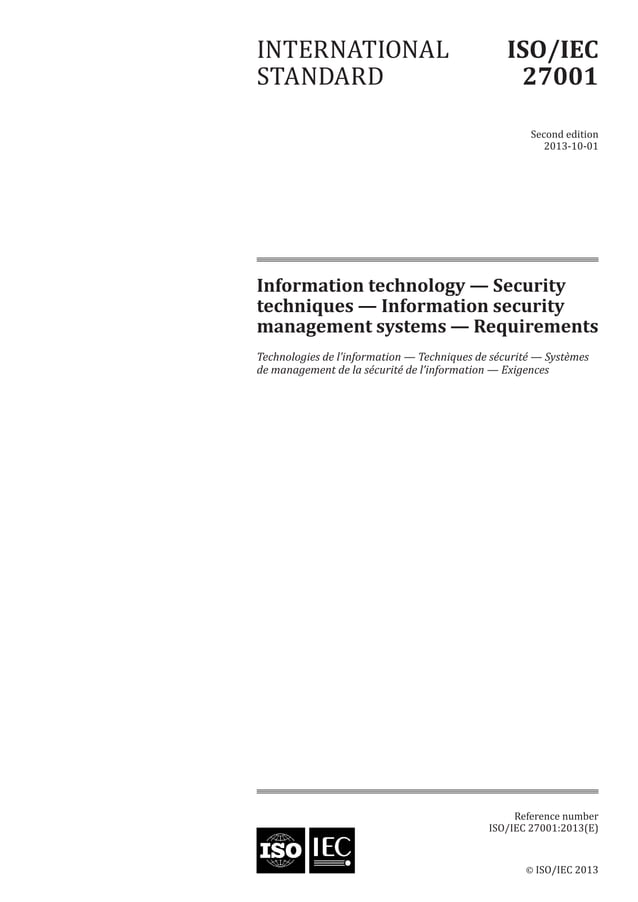 Standard ISO27001-2013 Information technology - Security techniques | PDF