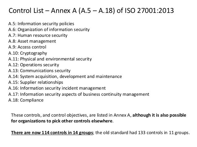 ISO 27001:2013 - Changes