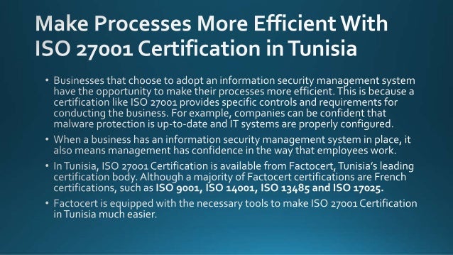 ISO 27001 Certification in Tunisia | PPT