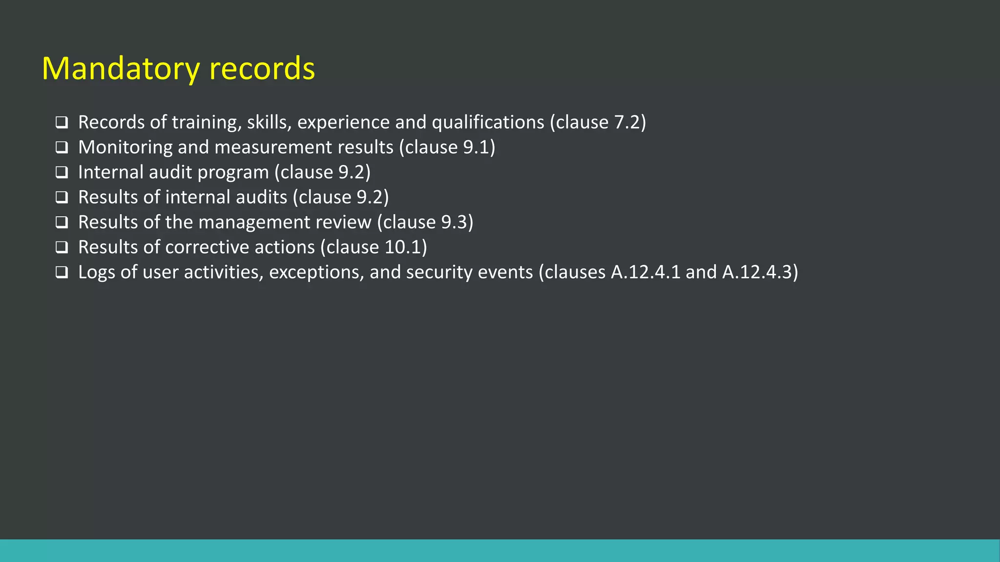 ISO 27001:2013 Mandatory documents and records | PDF