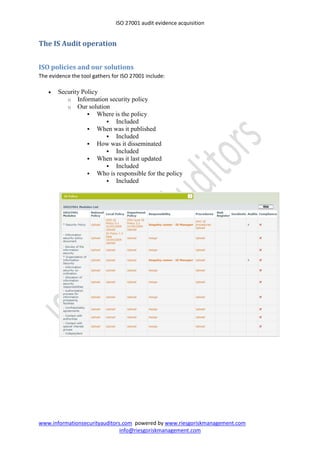 Iso 27001 Audit Evidence Acquisition | PDF