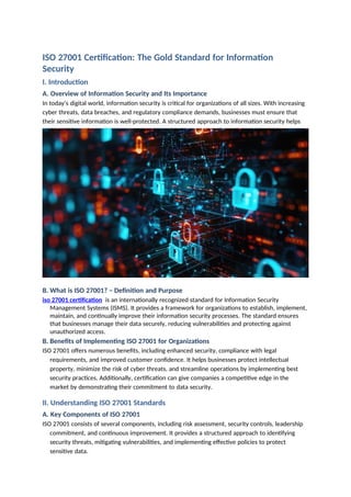 ISO 27001 Certification-The Gold Standard for Information Security | PDF