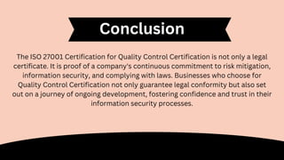 ISO 27001 Certification | Quality Control Certification | PPT
