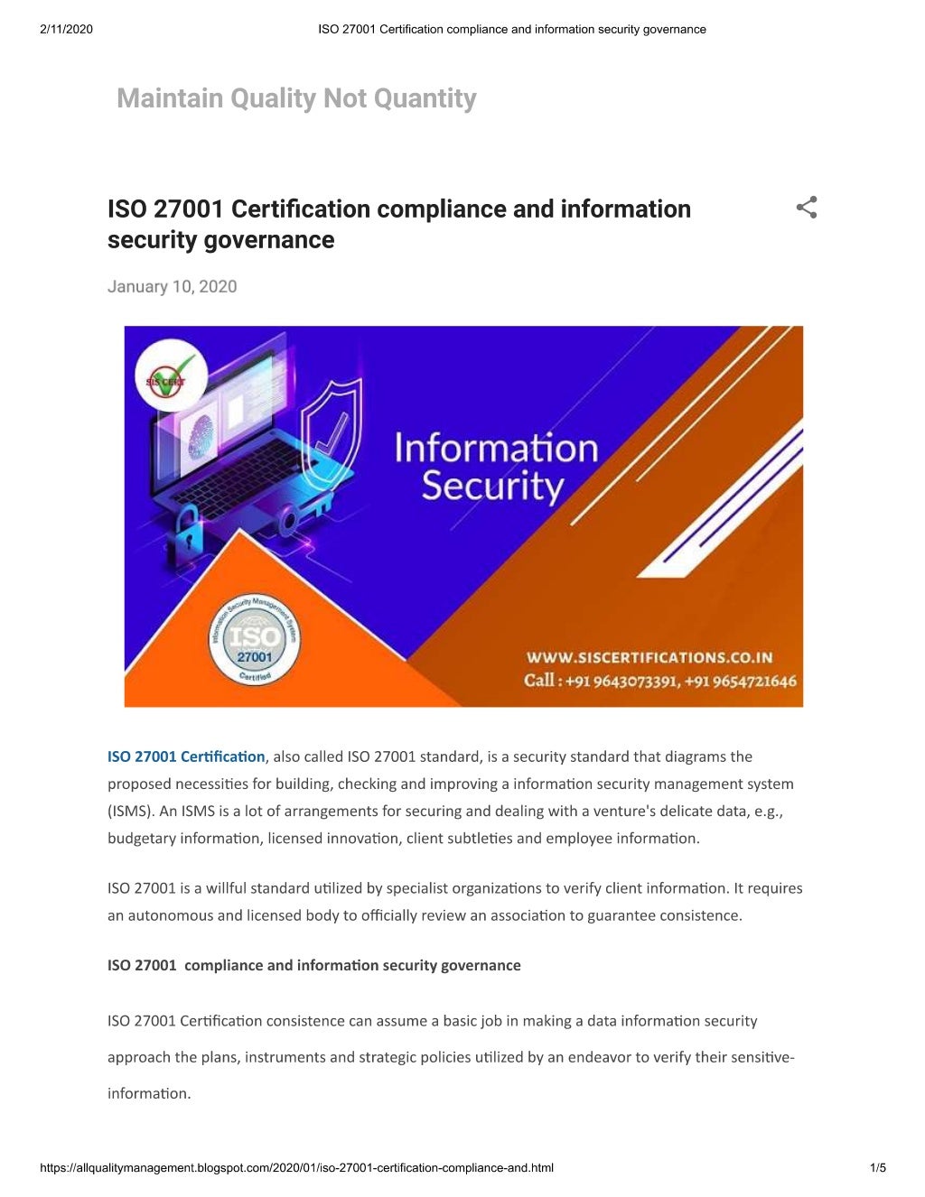 ISO 27001 Certification Compliance And Information Security Governance iso-27001-certification-compliance-and-information-security-governance