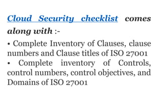 Cloud Computing | Cloud Security | Cloud Computing Audit Checklist | 499 Checklist Questions | PPT