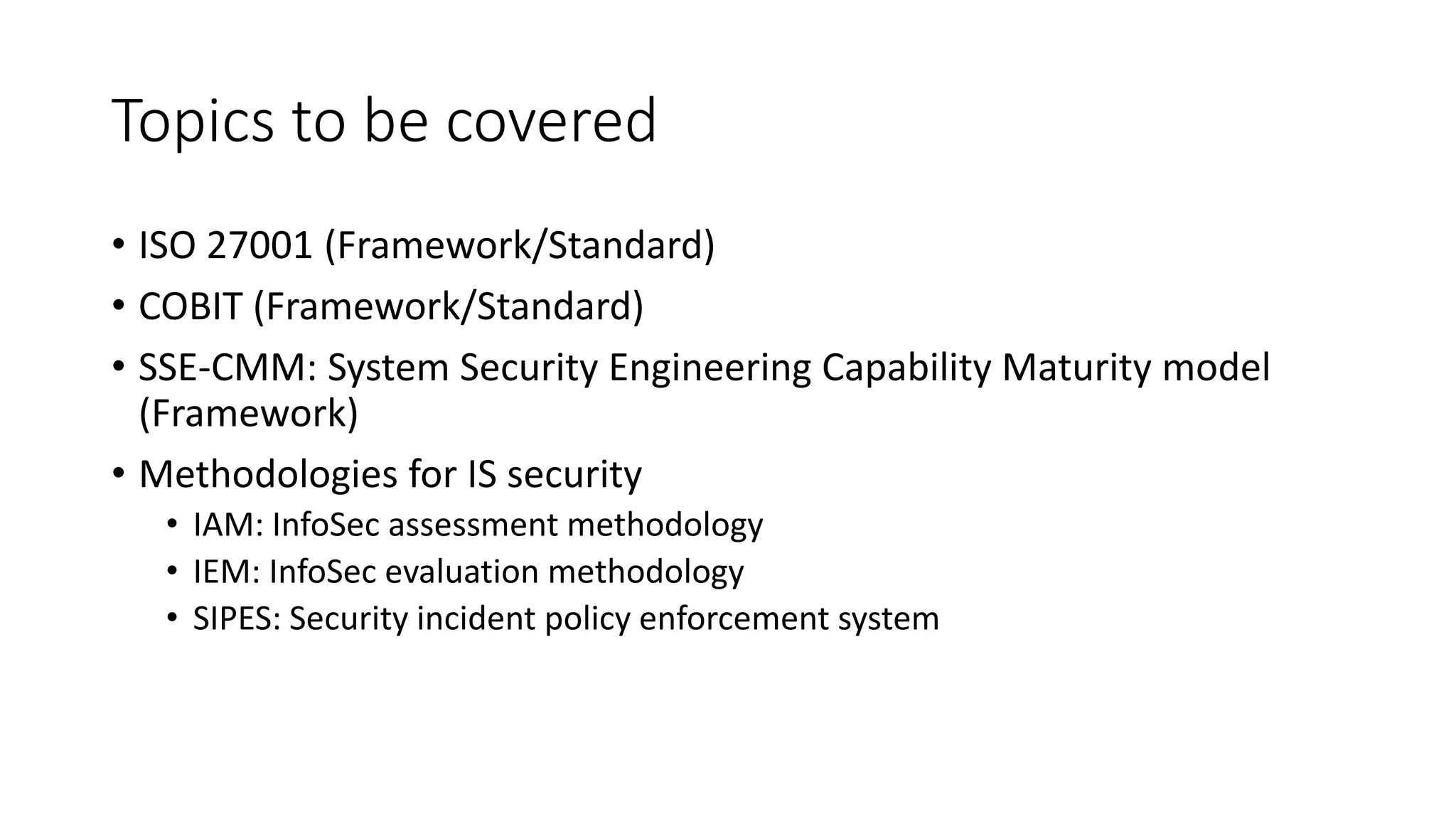 ISO27001_COBIT_Students.pptx | Information and Network Security | Computing