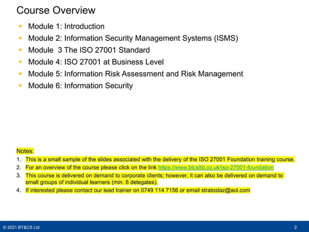 Iso 27001 foundation sample slides | PPT