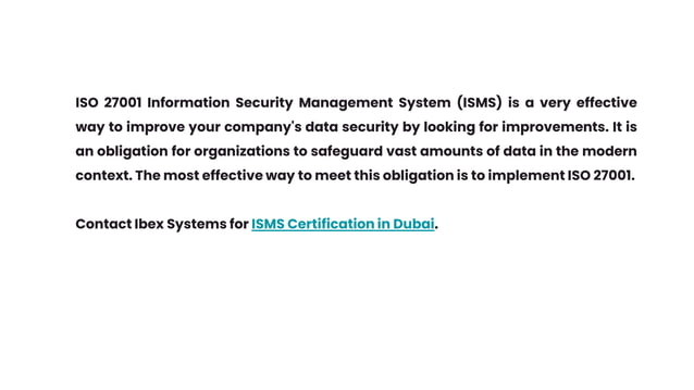 ISO 27001 ISMS Certification in Dubai | PPT