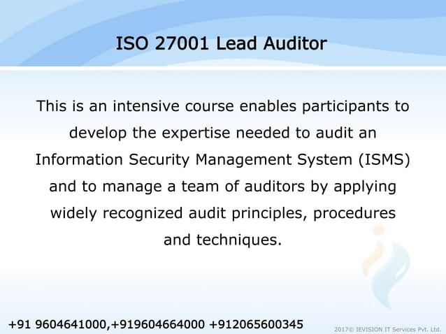 Iso 27001 lead auditor | PPTX