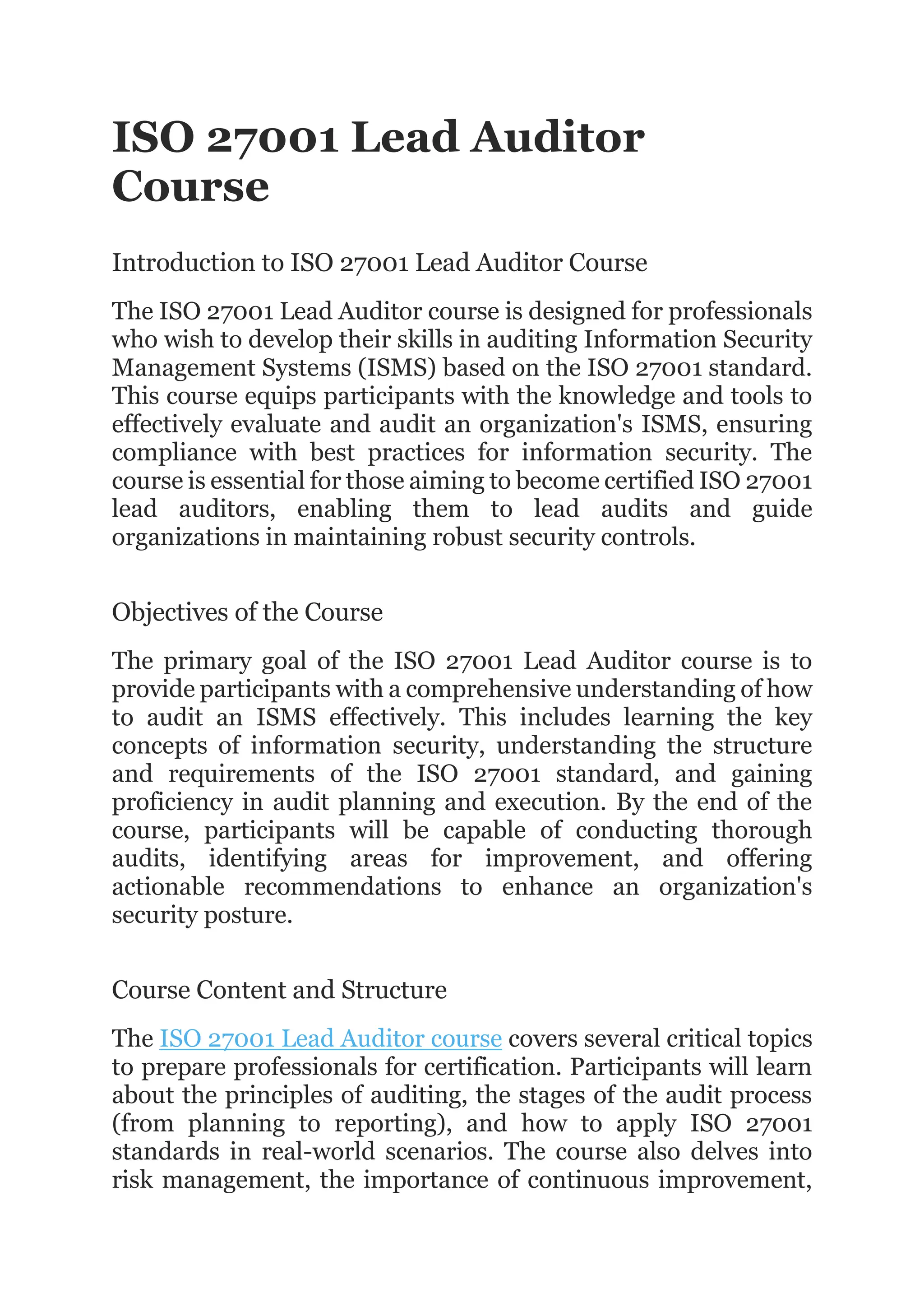 Why Take the ISO 27001 Lead Auditor Course.pdf