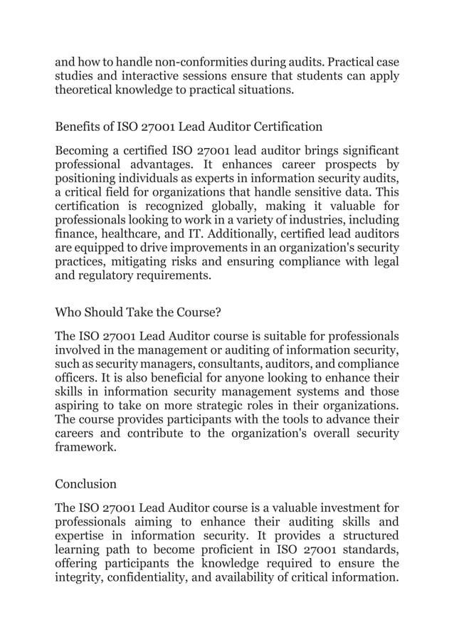 Why Take the ISO 27001 Lead Auditor Course.pdf