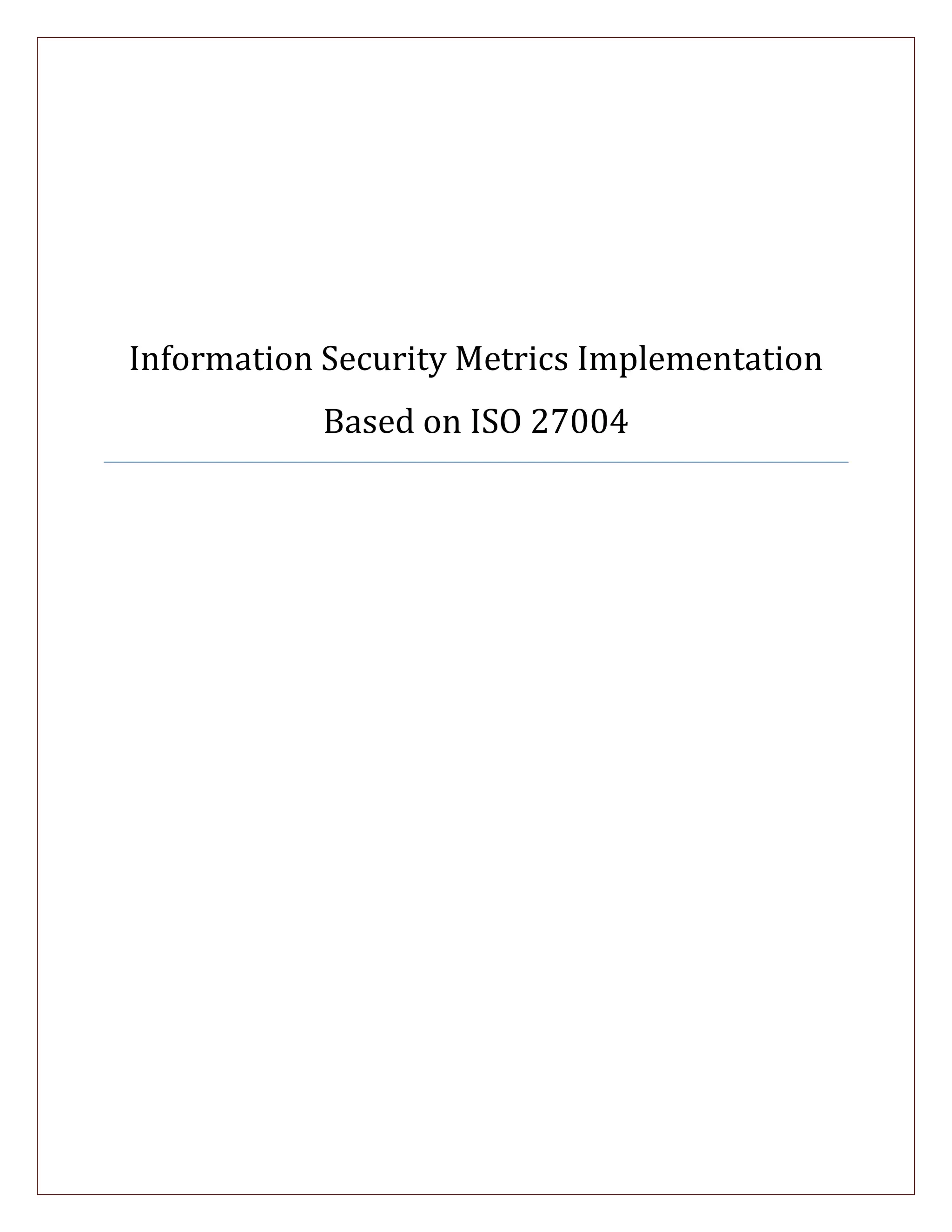 ISO 27004- Information Security Metrics Implementation | PDF