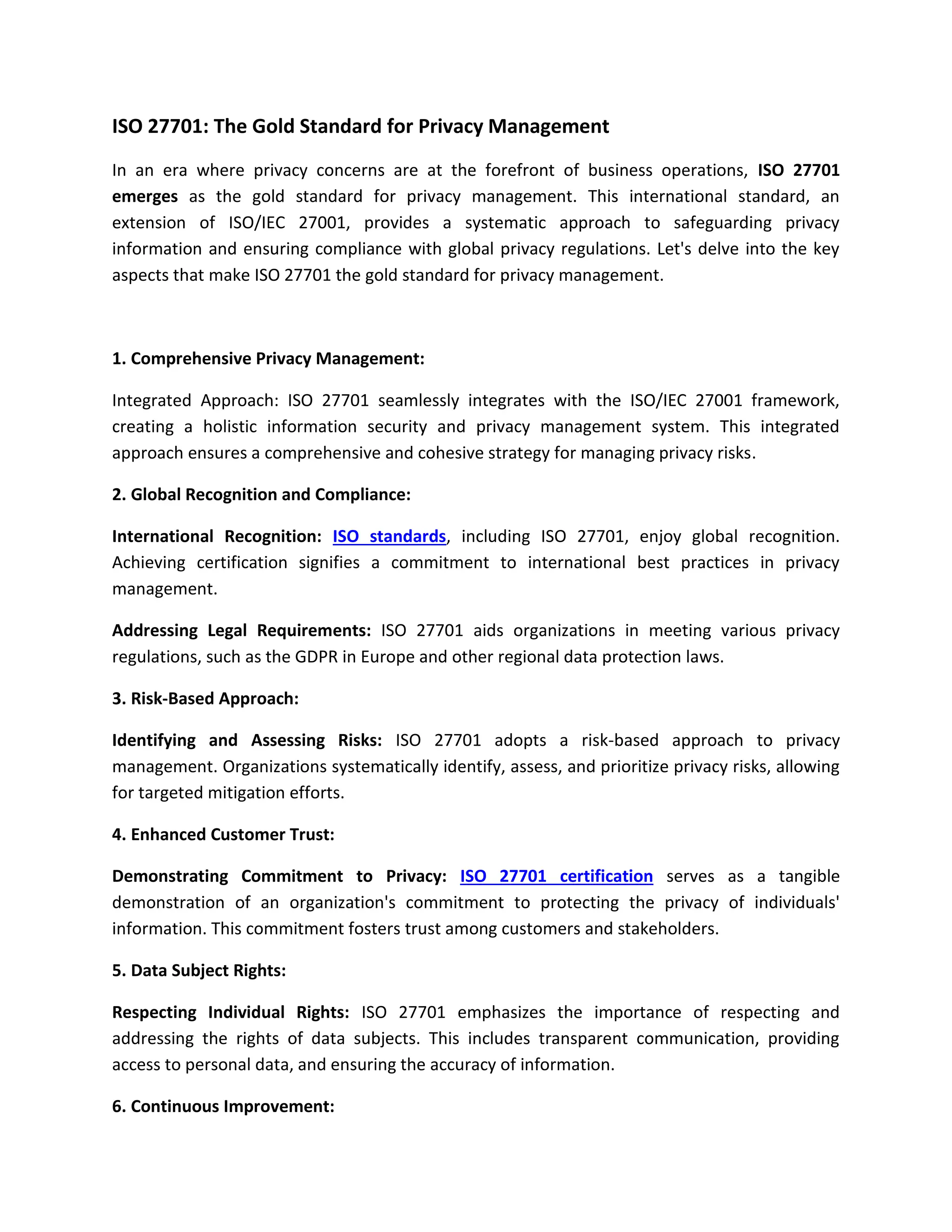 ISO 27701: The Gold Standard for Privacy Management | PDF