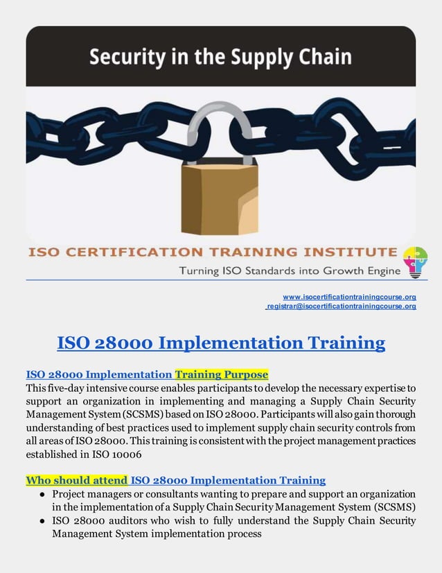 ISO 28000 | ISO 28000 Implementation Training | DOCX | Business ...