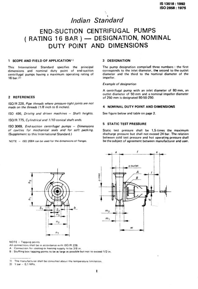 Iso 2858 end suction centrifugal pumps (16 bar)