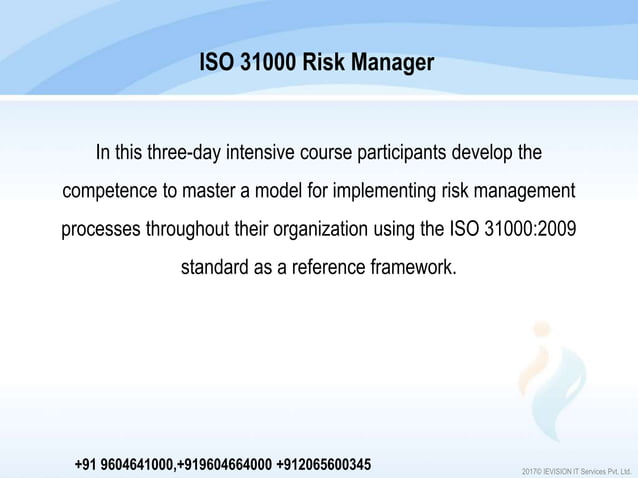 Iso 31000 risk manager training and certification in muscat ppt ...