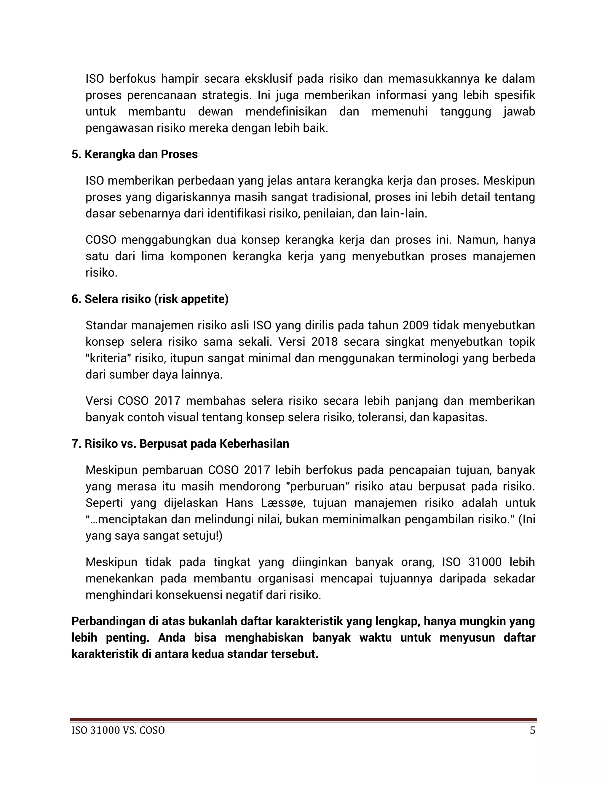 ISO 31000 VS. COSO – MEMBANDINGKAN DAN MENGONTRASKAN STANDAR "MANAJEMEN ...