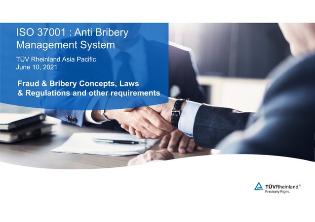 ISO 37001 : Anti Bribery Management System Fraud & Bribery Concepts, Laws & Regulations and ...
