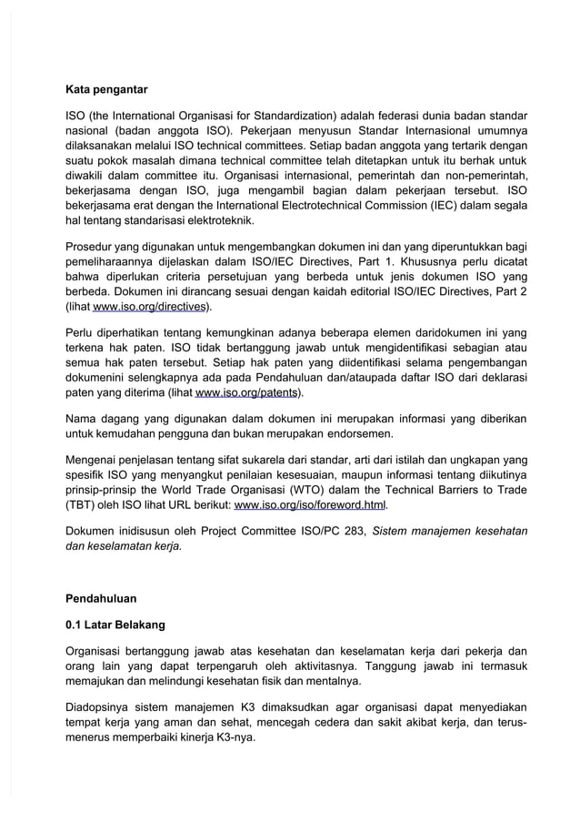 ISO 45001- 2018 Sistem Manajemen Kesehatan & Keselamatan Kerja - Persyaratan dengan panduan ...