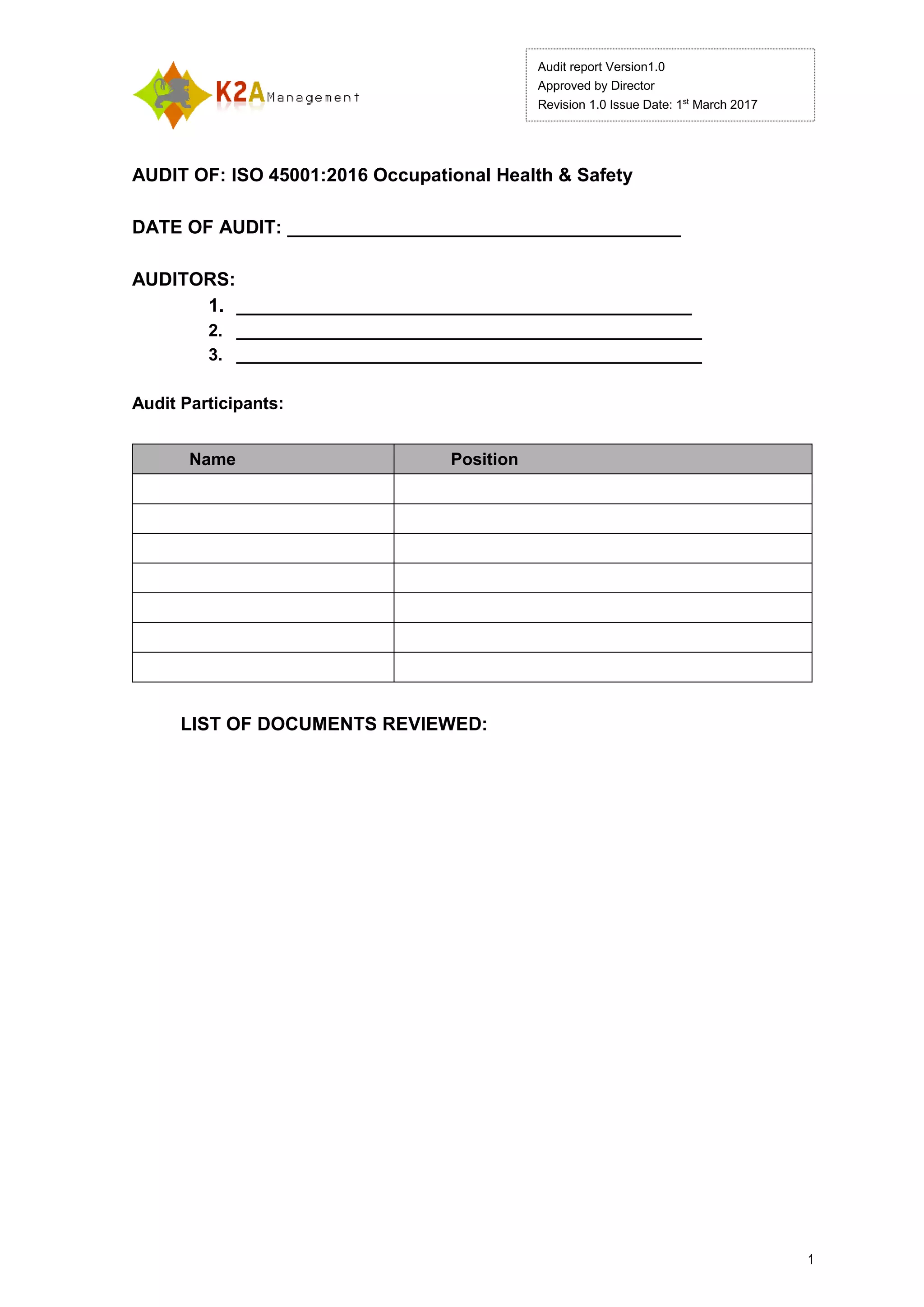 ISO 45001 audit tool | PDF