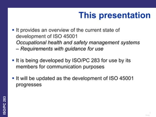 ISO 45001 Current Status of Development from ISO | PDF