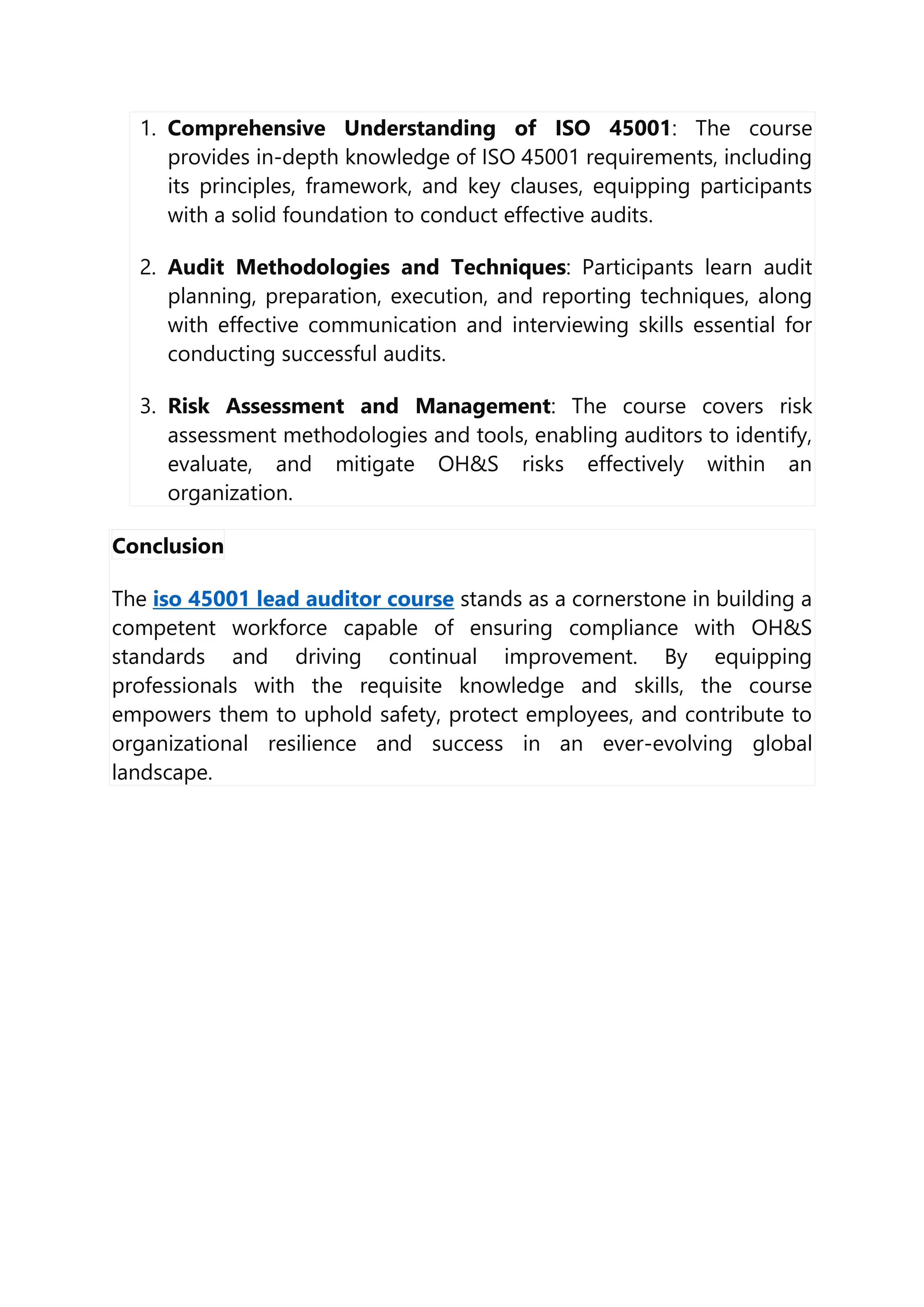 ISO 45001 Lead Auditor Training Course1 | PDF