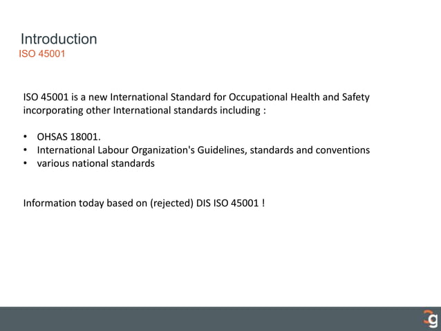 Iso 45001 status, changes and expectations | PPT