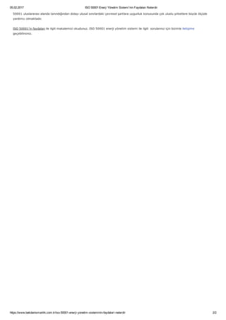 Iso 50001 enerji yönetim sistemi’nin faydaları nelerdir | PDF