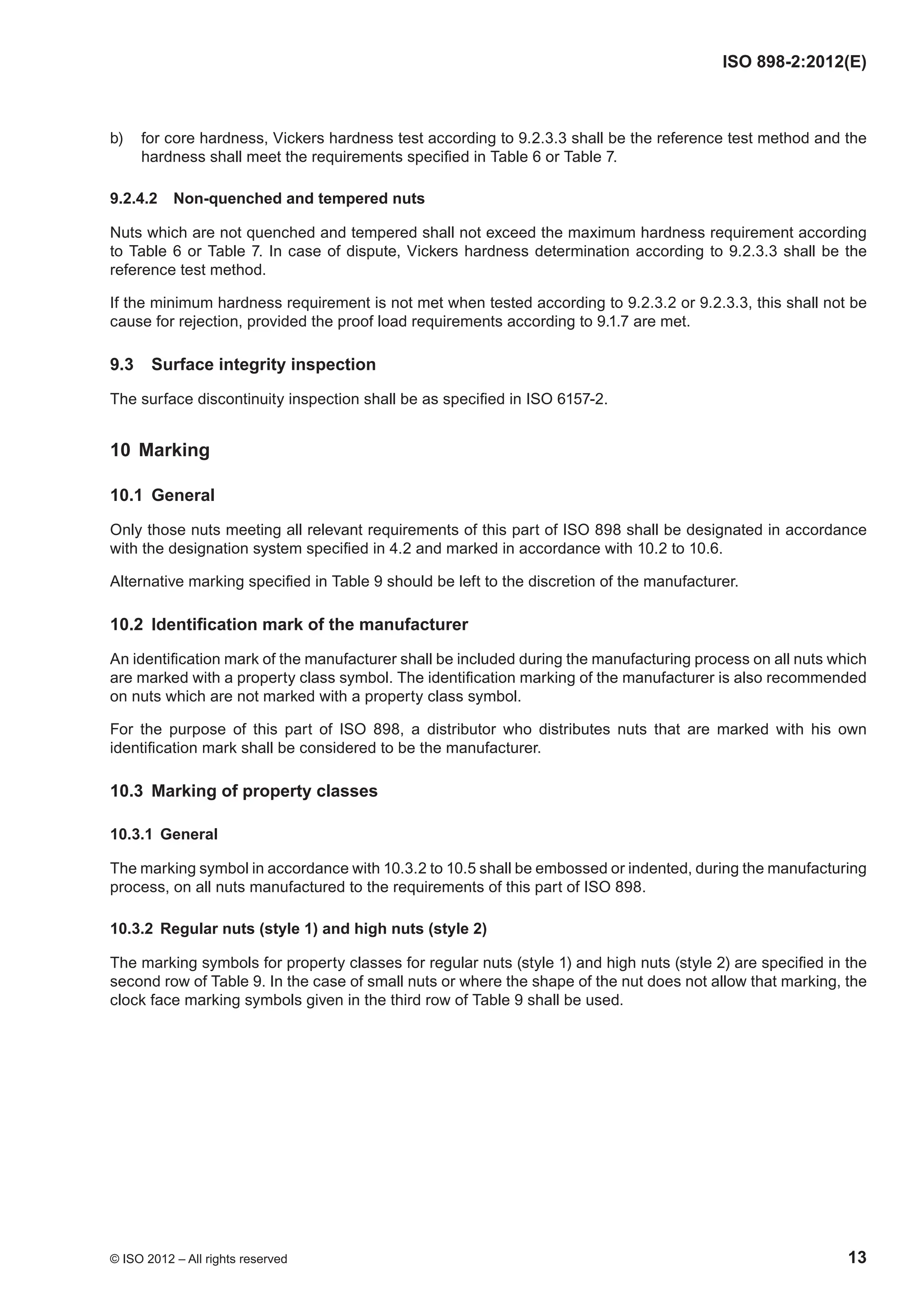 ISO 898-2 2012 Fasteners — Mechanical properties of fasteners made of ...