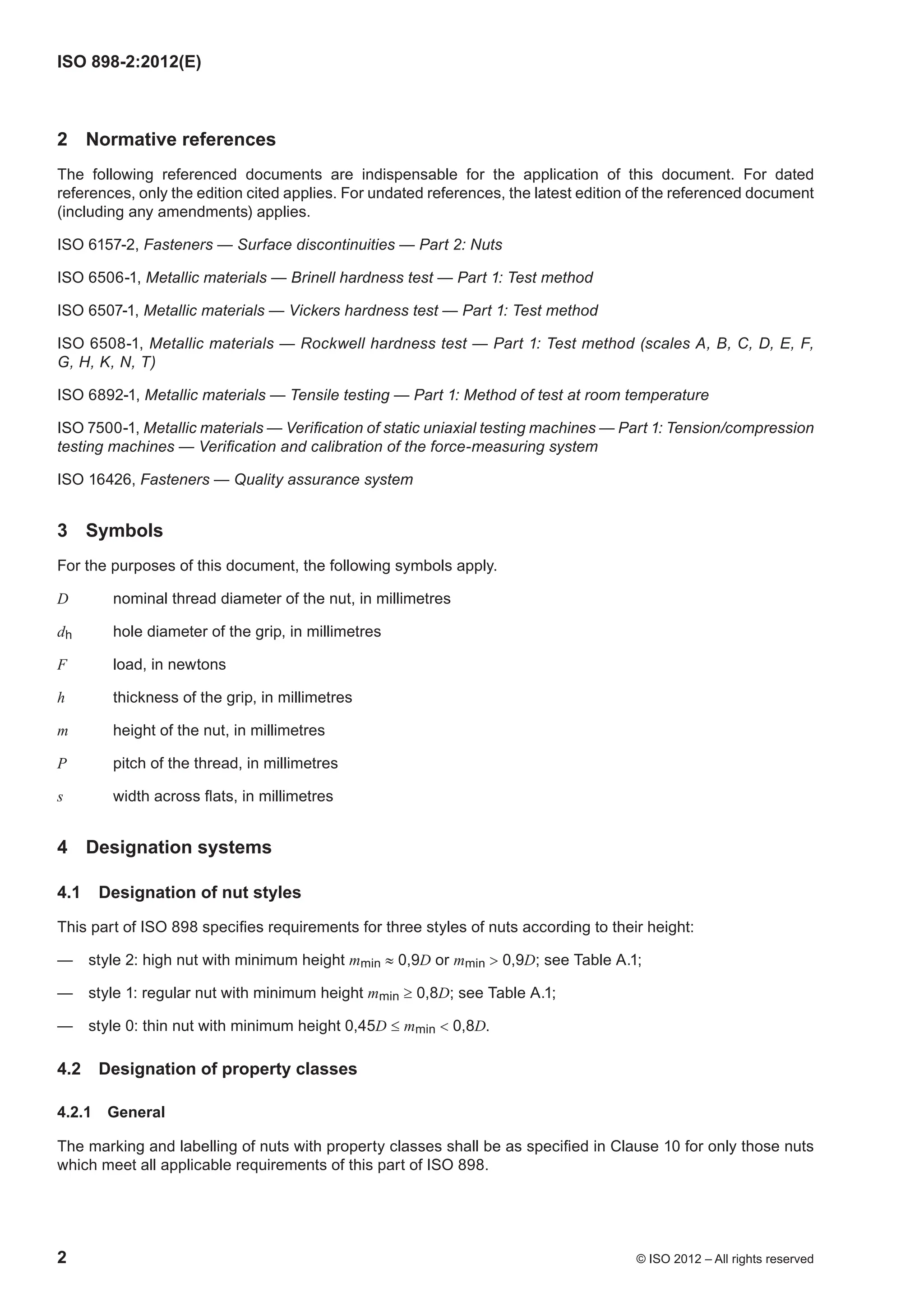 ISO 898-2 2012 Fasteners — Mechanical properties of fasteners made of ...