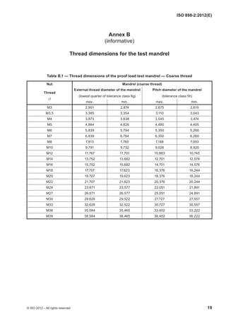 ISO 898-2 2012 Fasteners — Mechanical properties of fasteners made of carbon steel and alloy ...