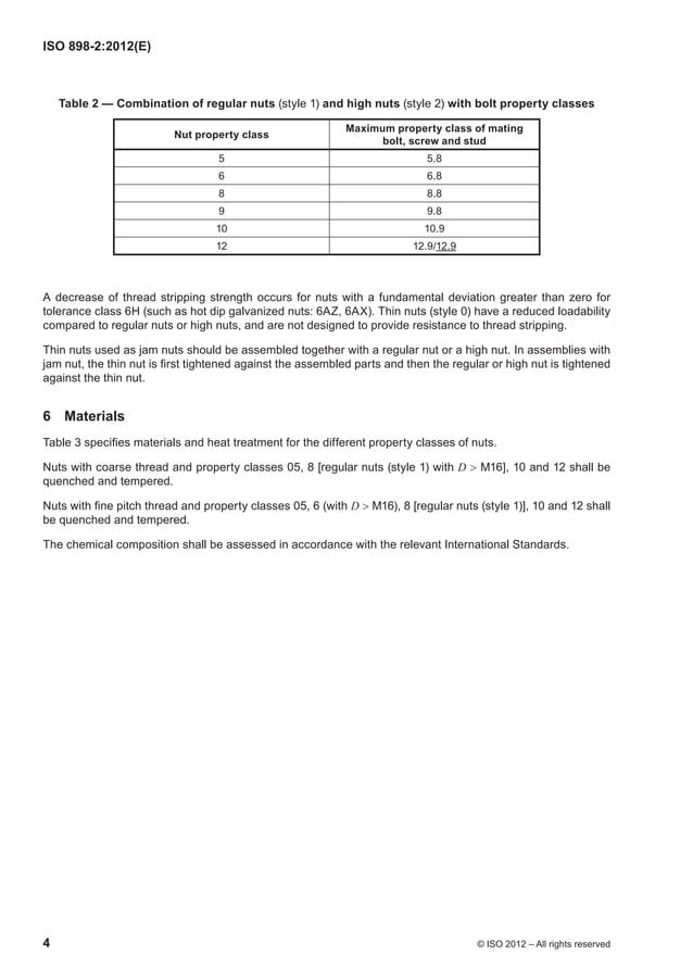 ISO 898-2 2012 Fasteners — Mechanical properties of fasteners made of ...