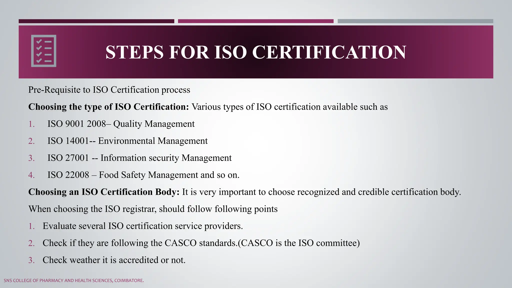 OVERVIEW, BENEFITS, ELEMENTS AND STEPS FOR REGISTRATION OF ISO 9000 ...