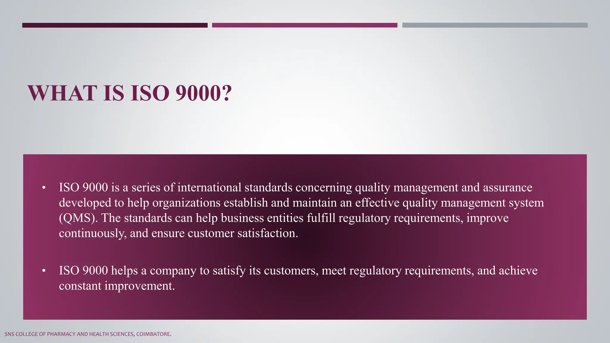 OVERVIEW, BENEFITS, ELEMENTS AND STEPS FOR REGISTRATION OF ISO 9000 ...