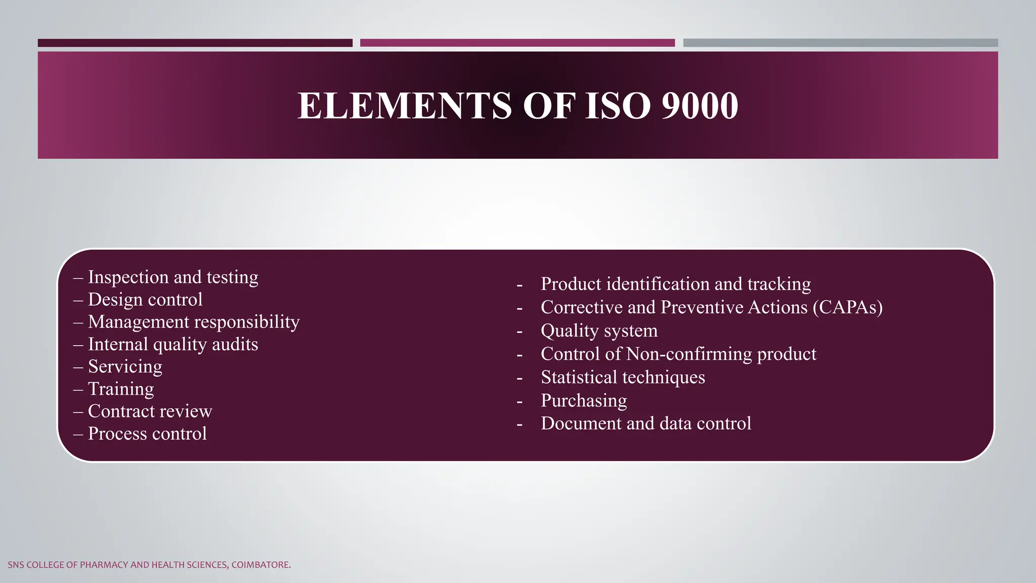 OVERVIEW, BENEFITS, ELEMENTS AND STEPS FOR REGISTRATION OF ISO 9000 ...