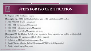 OVERVIEW, BENEFITS, ELEMENTS AND STEPS FOR REGISTRATION OF ISO 9000 ...