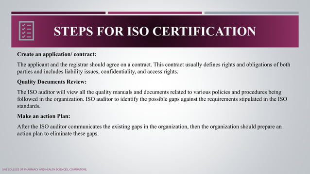 OVERVIEW, BENEFITS, ELEMENTS AND STEPS FOR REGISTRATION OF ISO 9000 ...